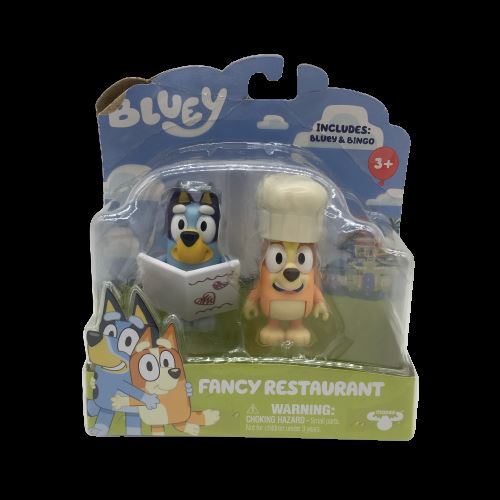 Bluey Figurine and Chef Bingo Fancy Restaurant 2 pack Mini Figure Toys ...
