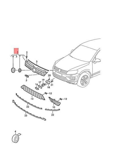 Genuine VW Touareg 7P6 Radiator Grille Satin Black/High Chrome ...