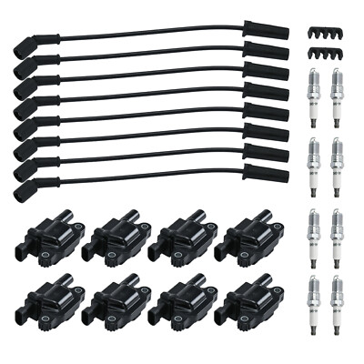 Spark Plugs And Wire And Coil Packs Ignition Coil Set For GM 4.8 5.3 6. ...