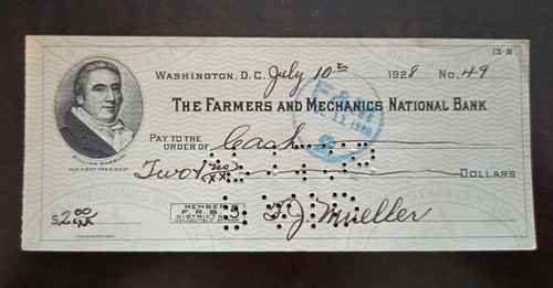USA America 🇺🇸 Farmers and mechanics bank check 🇺🇸 $2 Dollars | eBay
