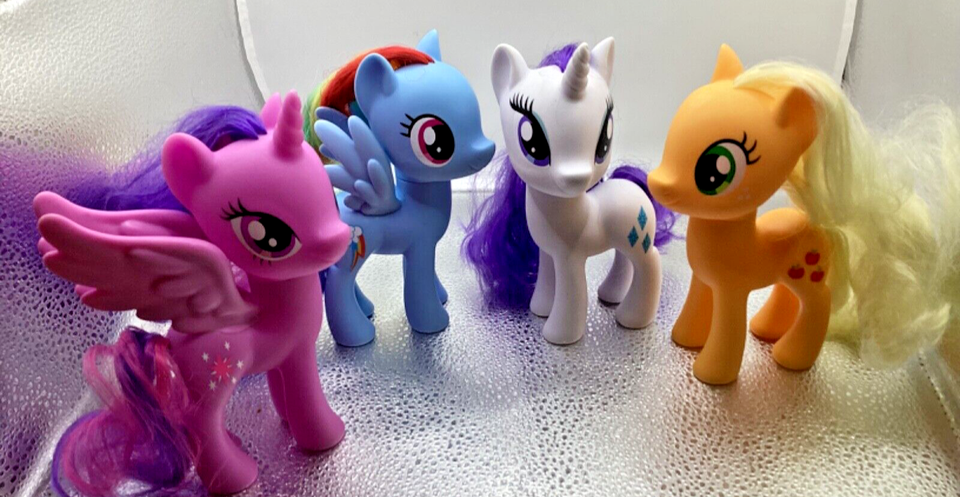 Lot Of 4 My Little Pony MLP Brushable 6” Rarity Rainbow Dash Apple ...