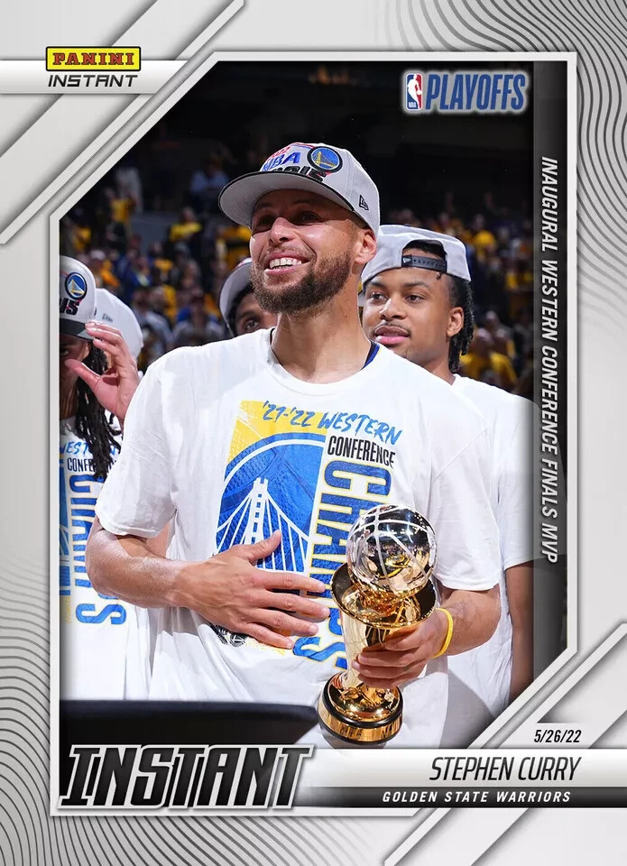 2021-2022 PANINI NBA INSTANT #229 STEPHEN CURRY NBA WEST DIV FINALS MVP ...