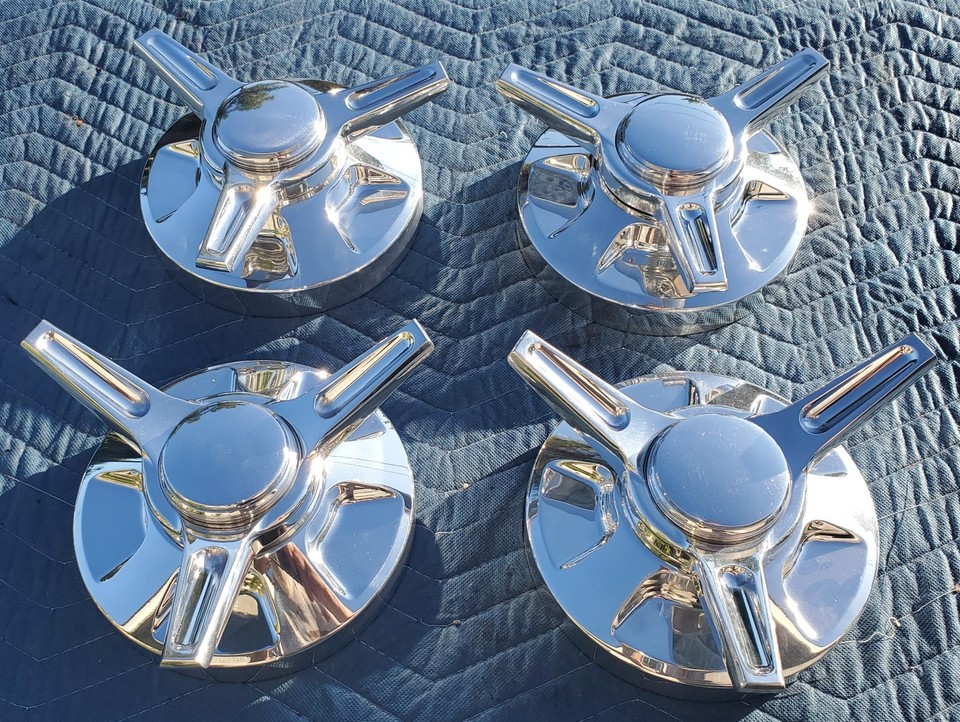 LOOK 70s 80s NOS Halibrand Style Aluminum Knockoff Center Cap Setup w ...