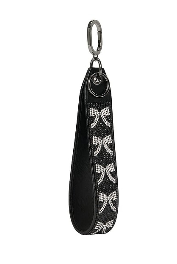 Victoria's Secret VS Bling Rhinestone Wristlet Strap Keychain Black Bow ...