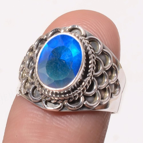 Tanzanite Cut Blue Gemstone Ring 925 Sterling Silver Work Design Men's ...