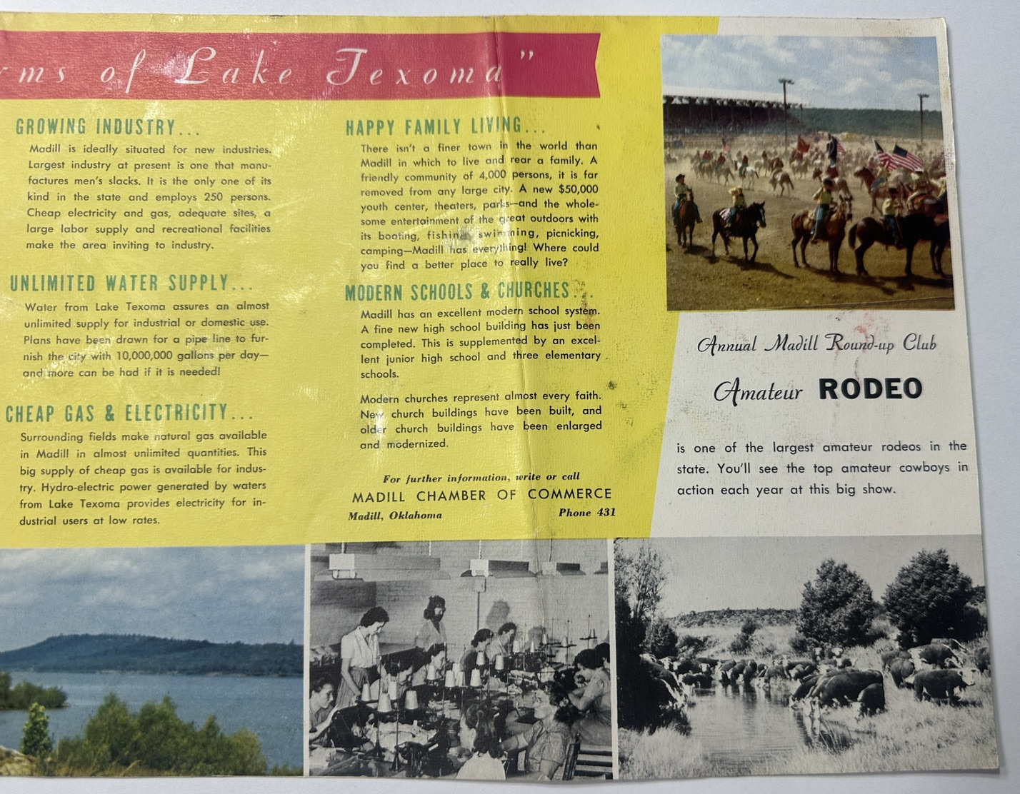 Madill Oklahoma Home of Lake Texoma Indian Pow Wow Rodeo Brochure Flyer ...