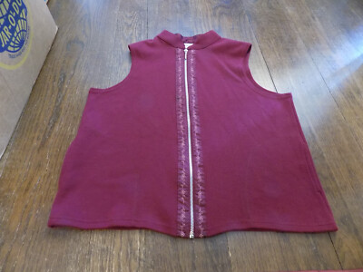 Jaclyn Smith Sport Raspberry Burgundy Vest Full Zip Knit Embroidered ...