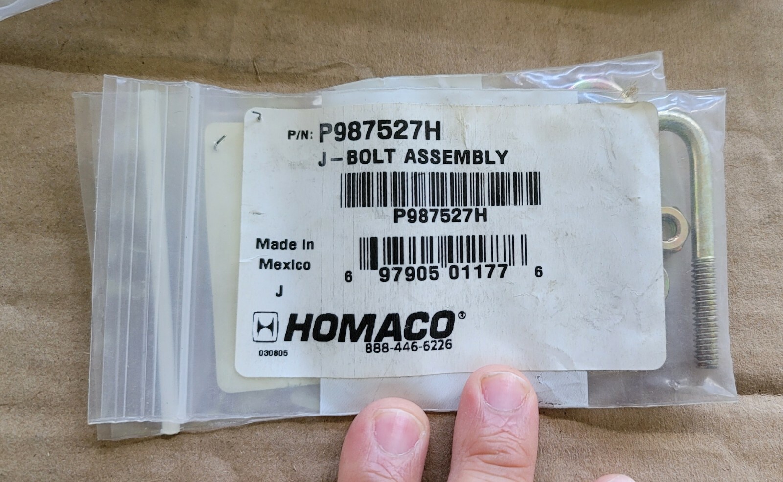 HOMACO J-Bolt Assembly, 1/4-20 x 2.25 in., Thread 1.00 in. -National ...