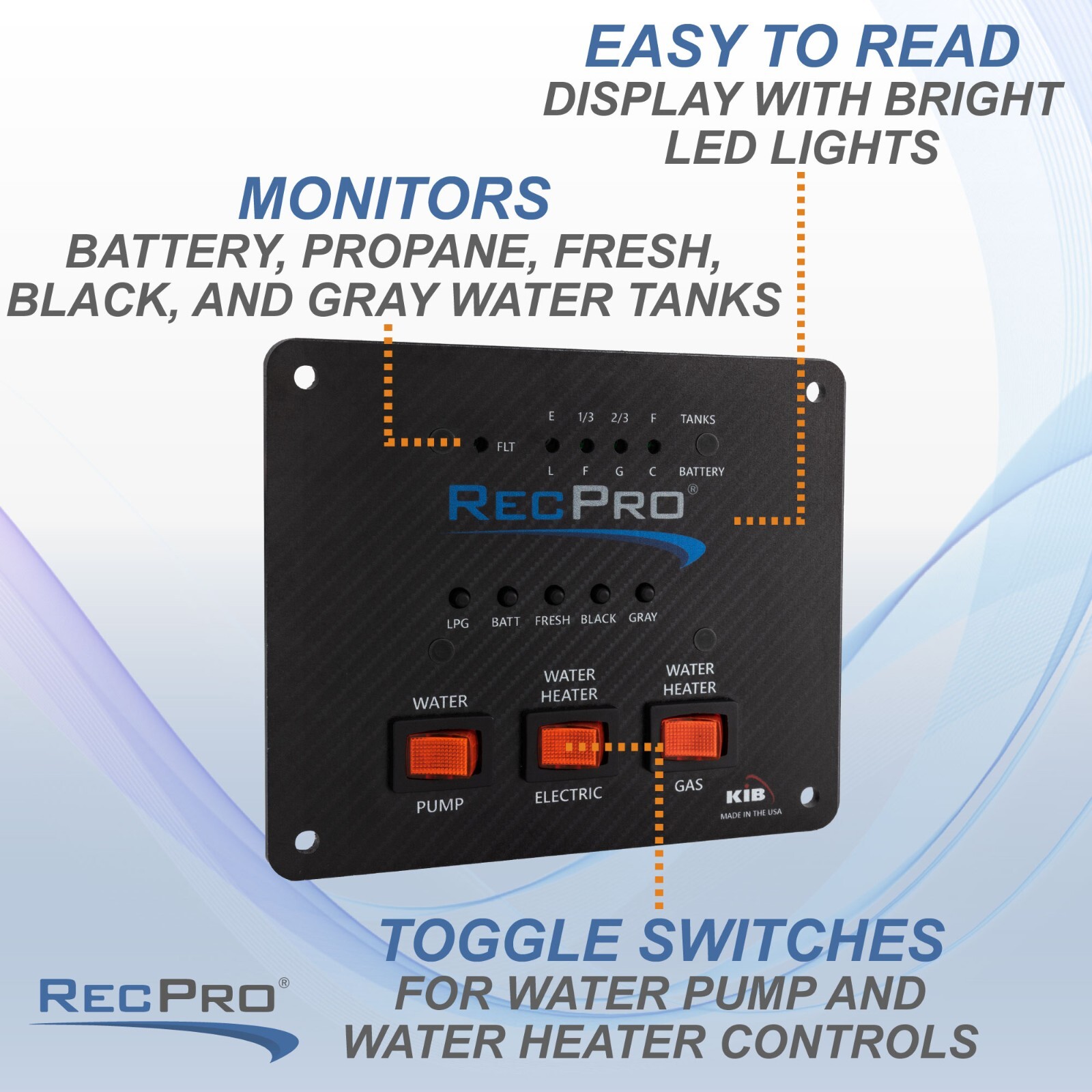 RecPro RV Tank Sensor Monitor Panel | Switch for Pump, Gas, Heater ...