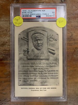 BABE Ruth 1946-1952 Albertype Type 2 HOF PostCard PSA 5 - POP 3 Only 5 ...