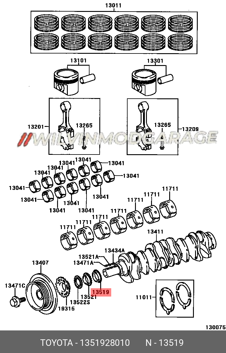 Genuine 2001-2007 Toyota Highlander 2.4L Oil Pump Sprocket 13519-28010 ...