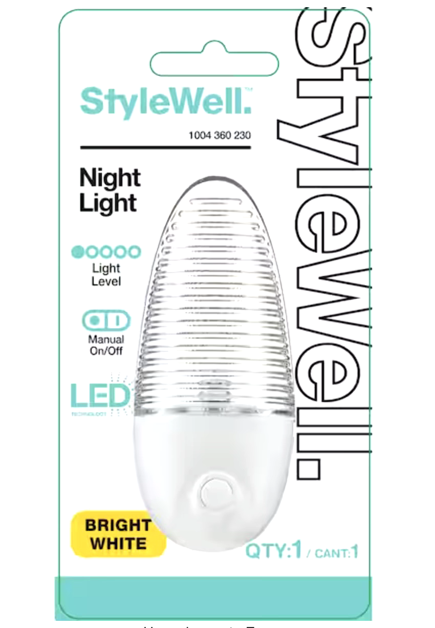 StyleWell Night Light, Manual On/Off Button Switch, Plug-In, Bright ...