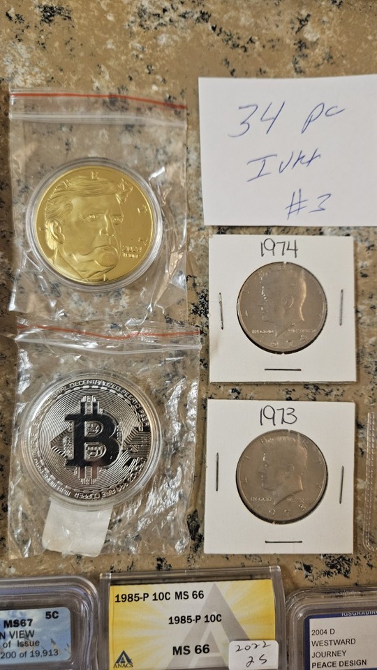 34 slabbed coin lot unc, SILVER HALF & Silver QUARTER & DIME Mint set's ...