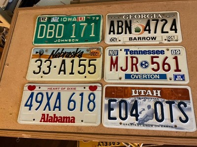 Lot #5 Of 6 Different States License Plates Better Rustic Condition ...