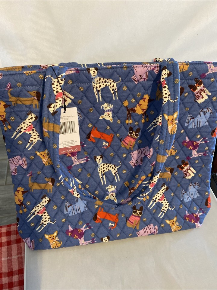 NEW Vera Bradley Small East West Tote Vera Tote Blue Bark Park Cute Dog ...