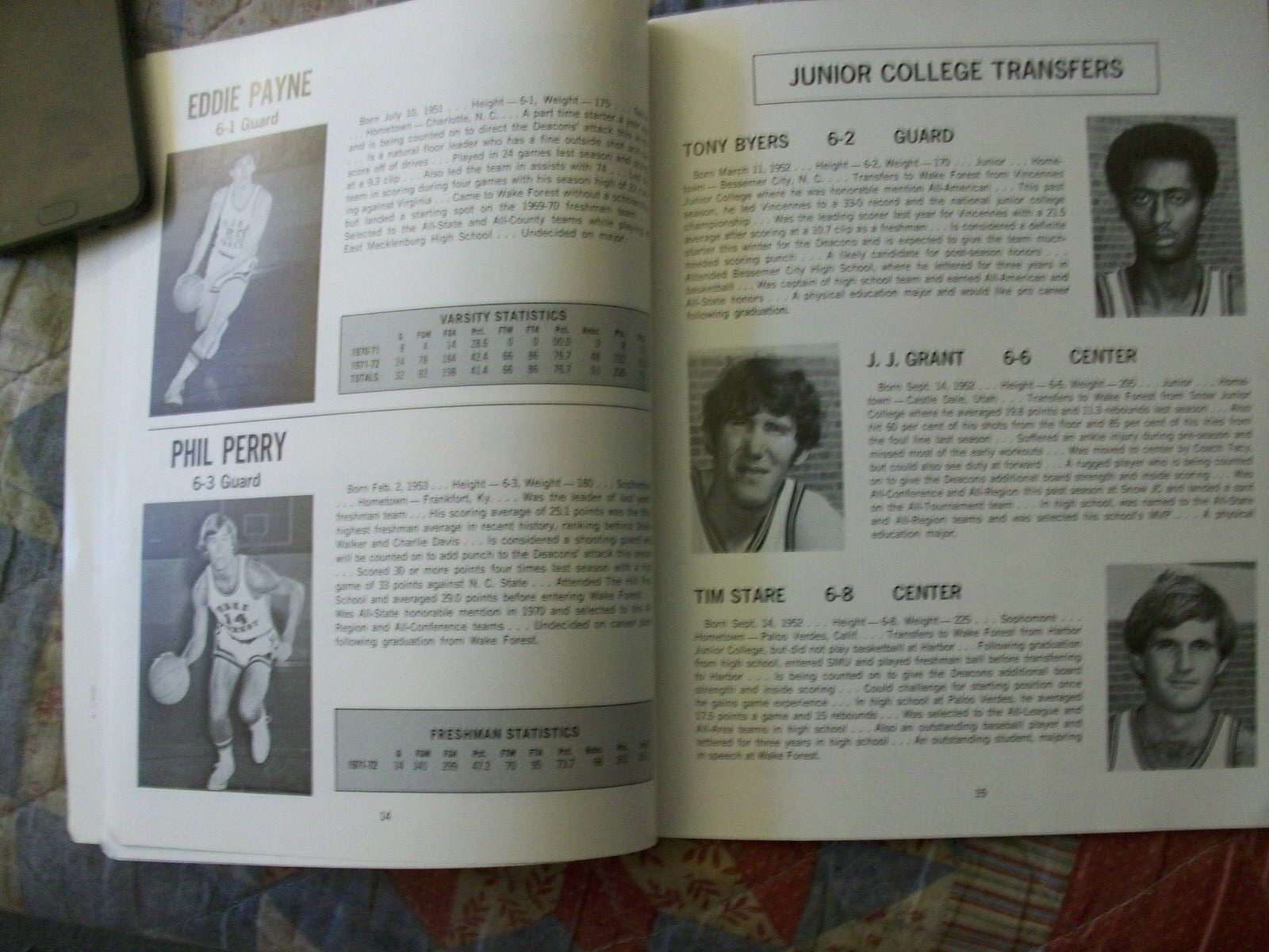 1972-73 WAKE FOREST BASKETBALL MEDIA GUIDE Yearbook CARL TACY Program ...