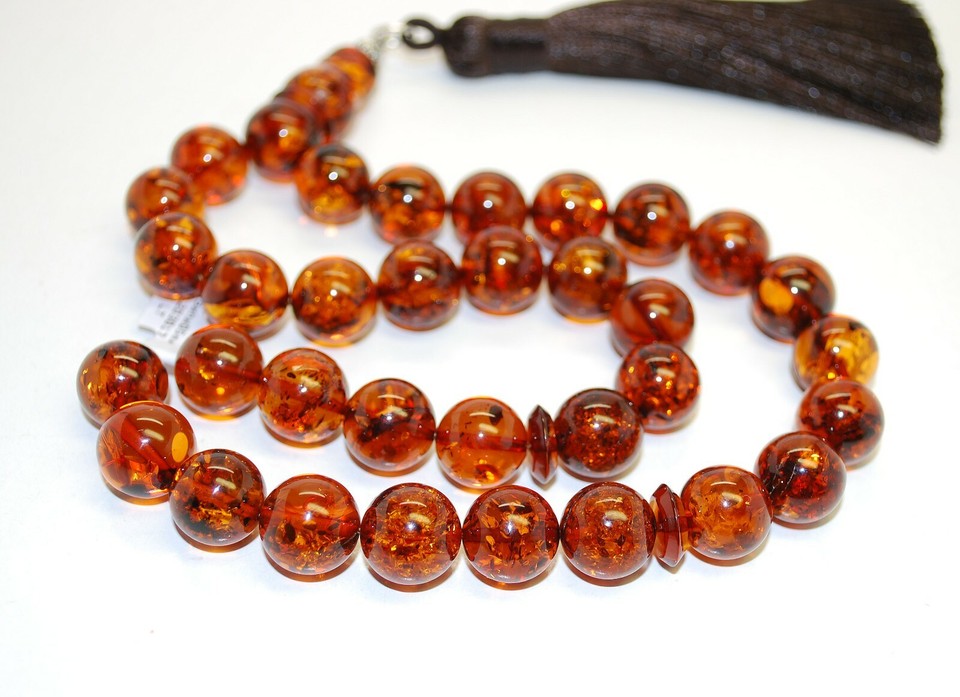 Massive Amber Prayer Beads Genuine Cognac Baltic Amber Islam Misbah 33 ...