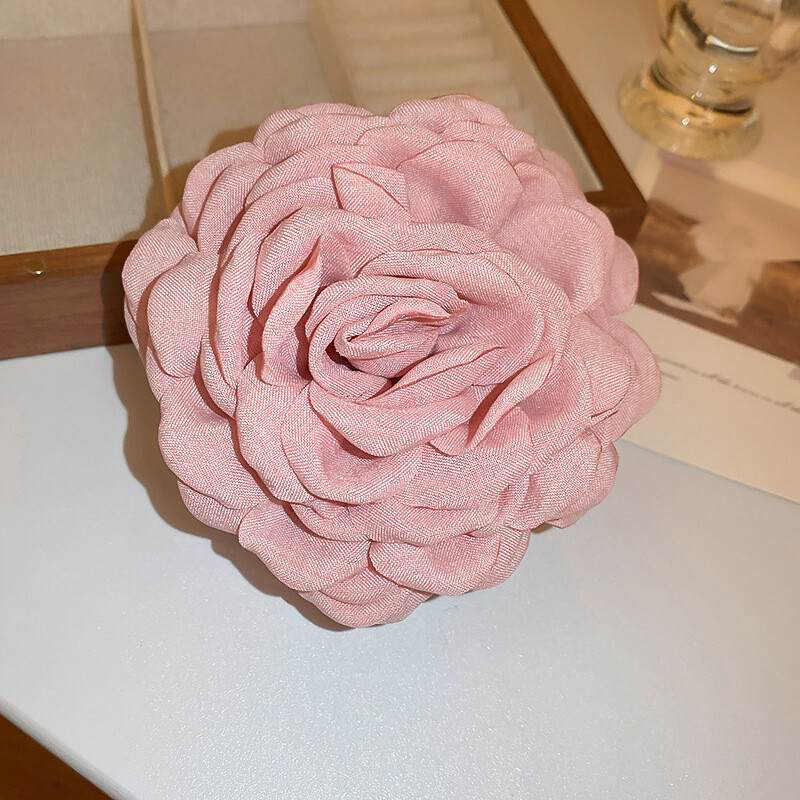 Fabric Rose Flower Hair Claw Clip Women Girls Hair Clip Retro Big Rose ...
