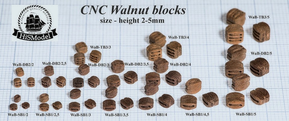 Revell Cutty Sark, Thermopylae 1:96 - 708 pcs CNC walnut blocks for ...