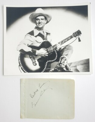 Gene Autry Hand Signed Autographed Album Page with Black & White 8x10 ...