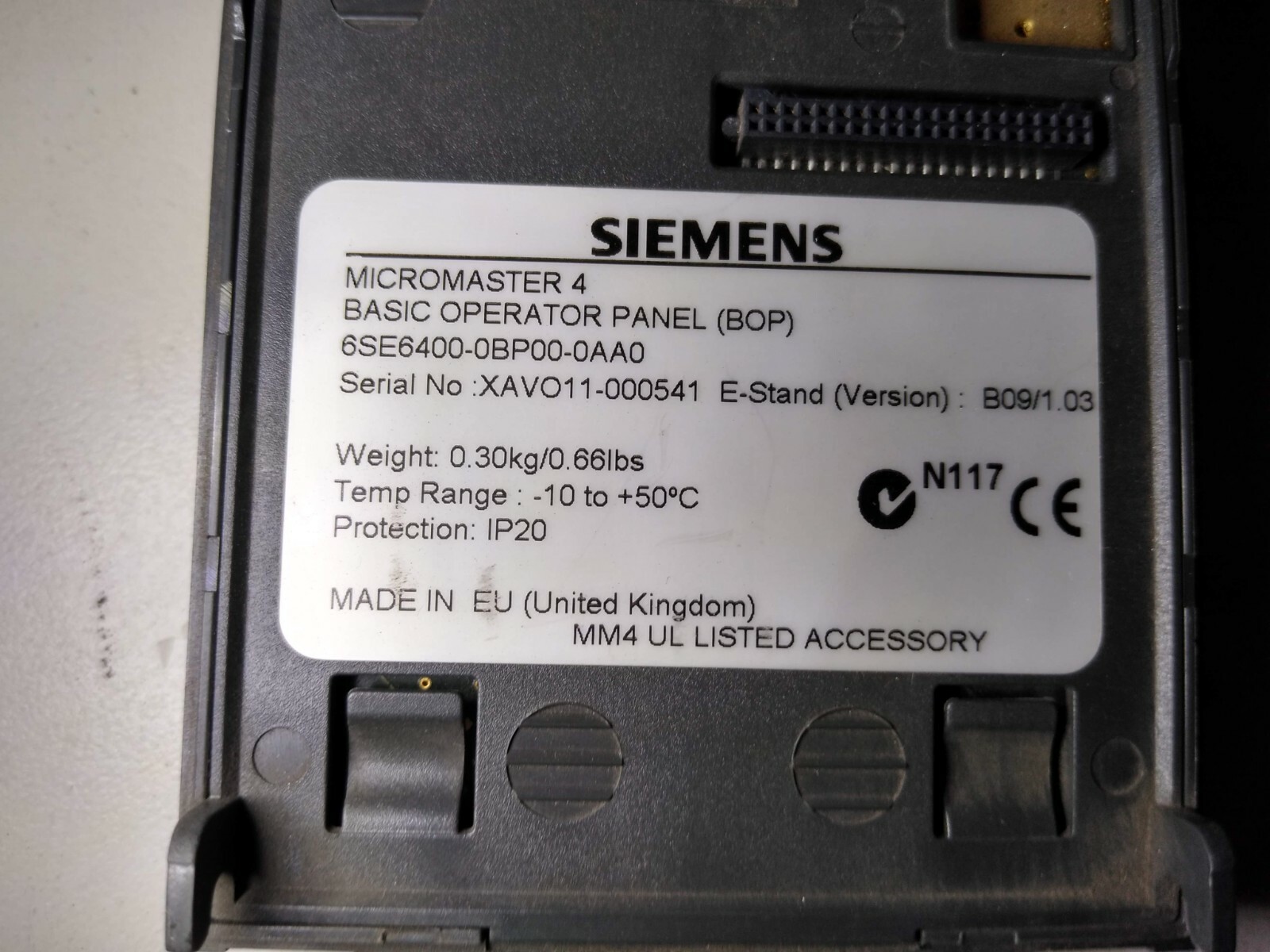 SIEMENS MICROMASTER 4 BASIC OPERATOR PANEL 6SE6400-0PB00-0AA0 | eBay