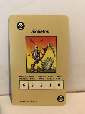 Heroquest board game HERO QUEST Monster card 1 game piece part Skeleton ...