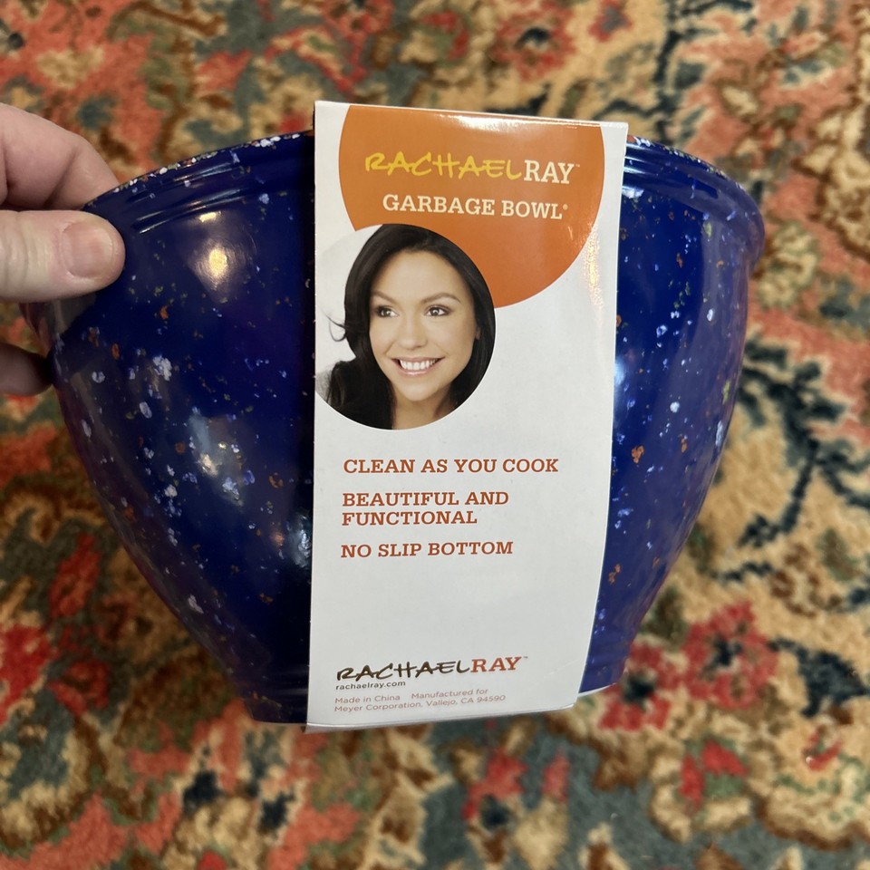 Rachel Ray Garbage Bowl Blue Confetti Melamine Large Serving Mixing ...