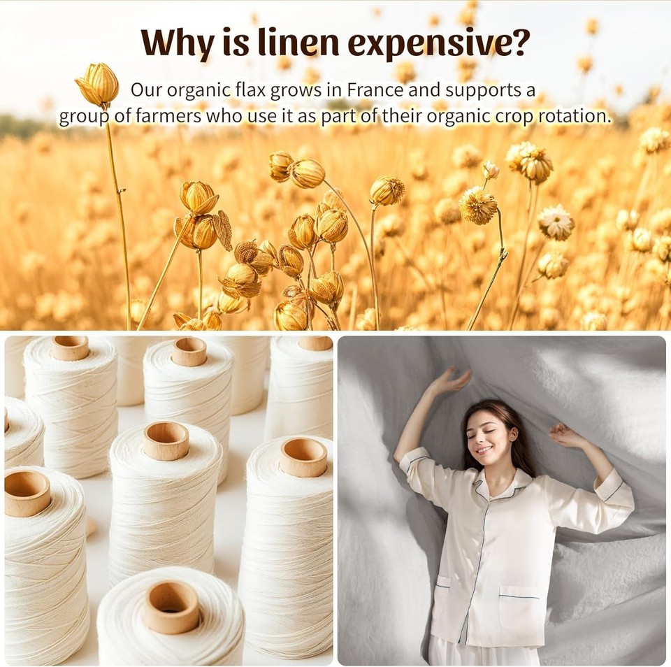 100% French Linen Sheets - Queen Size Bed Sheets, Breathable & Cooling ...