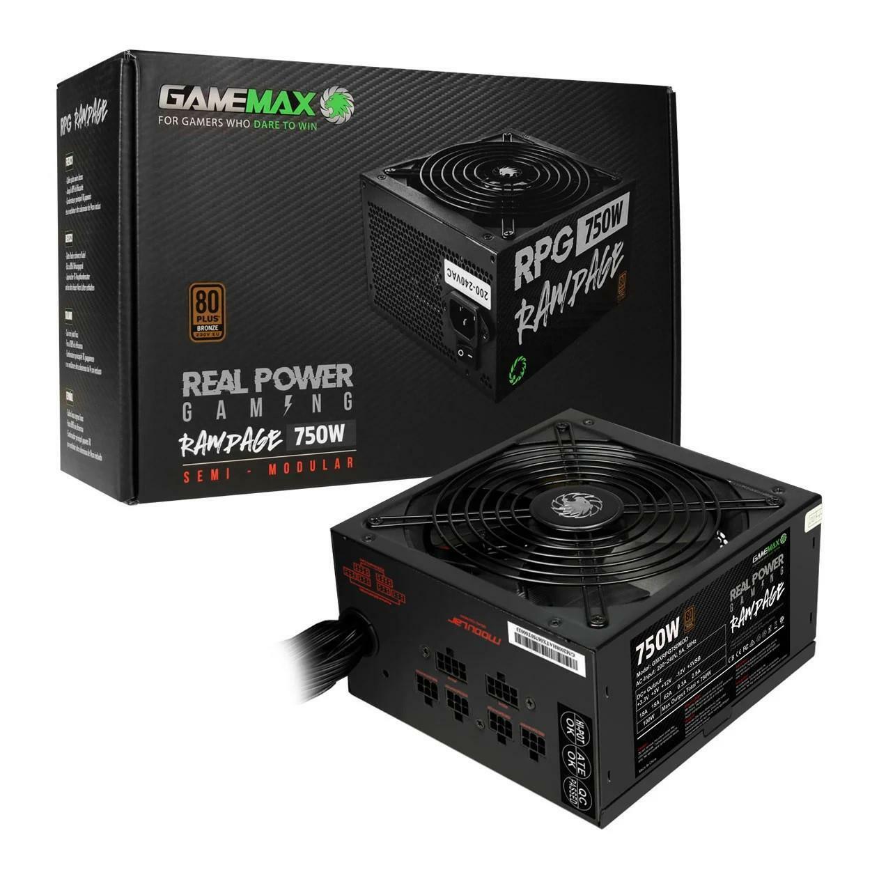 Game Max RPG Rampage 750W 80 PLUS Bronze Semi-Modular PSU Power Supply ...