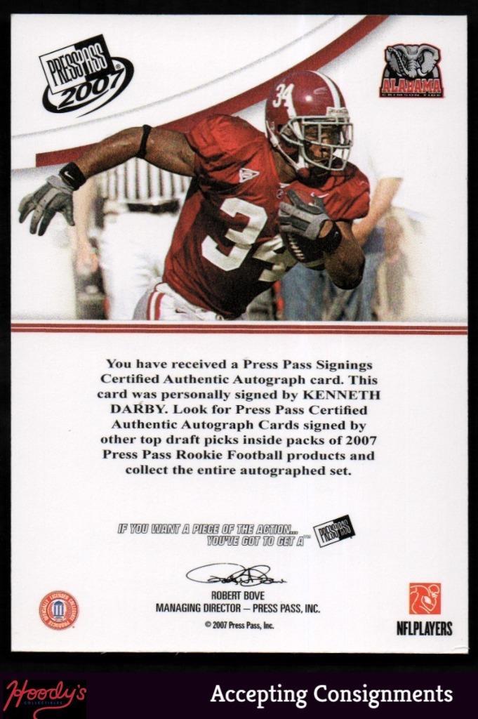 2007 Press Pass Autographs Bronze #16 Kenneth Darby AUTO Autograph RAMS ...