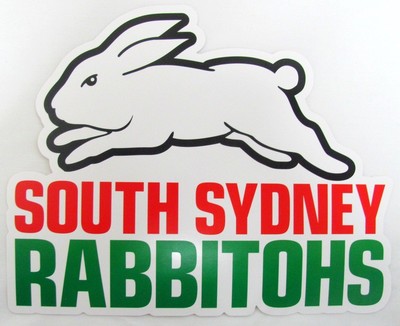 62508 SOUTH SYDNEY RABBITOHS NRL CLUB LOGO LARGE PRE CUT CAR SPOT ...