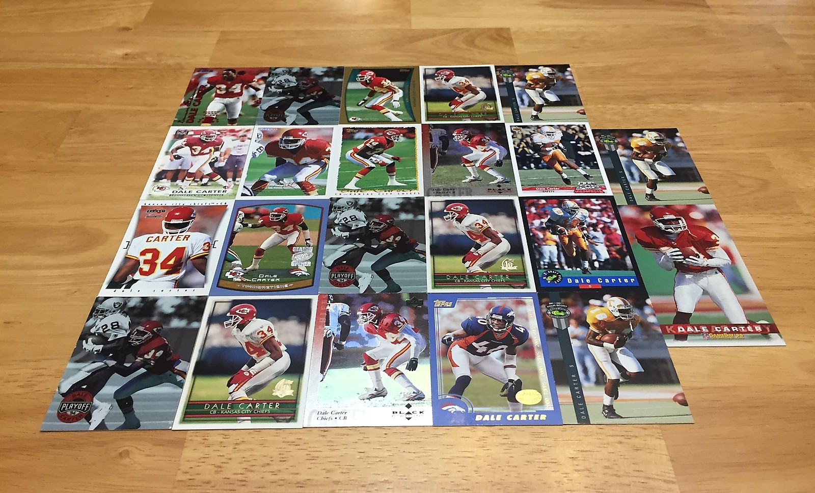 DALE CARTER LOT OF 22 FOOTBALL CARDS KANSAS CITY CHIEFS CORNERBACK ...