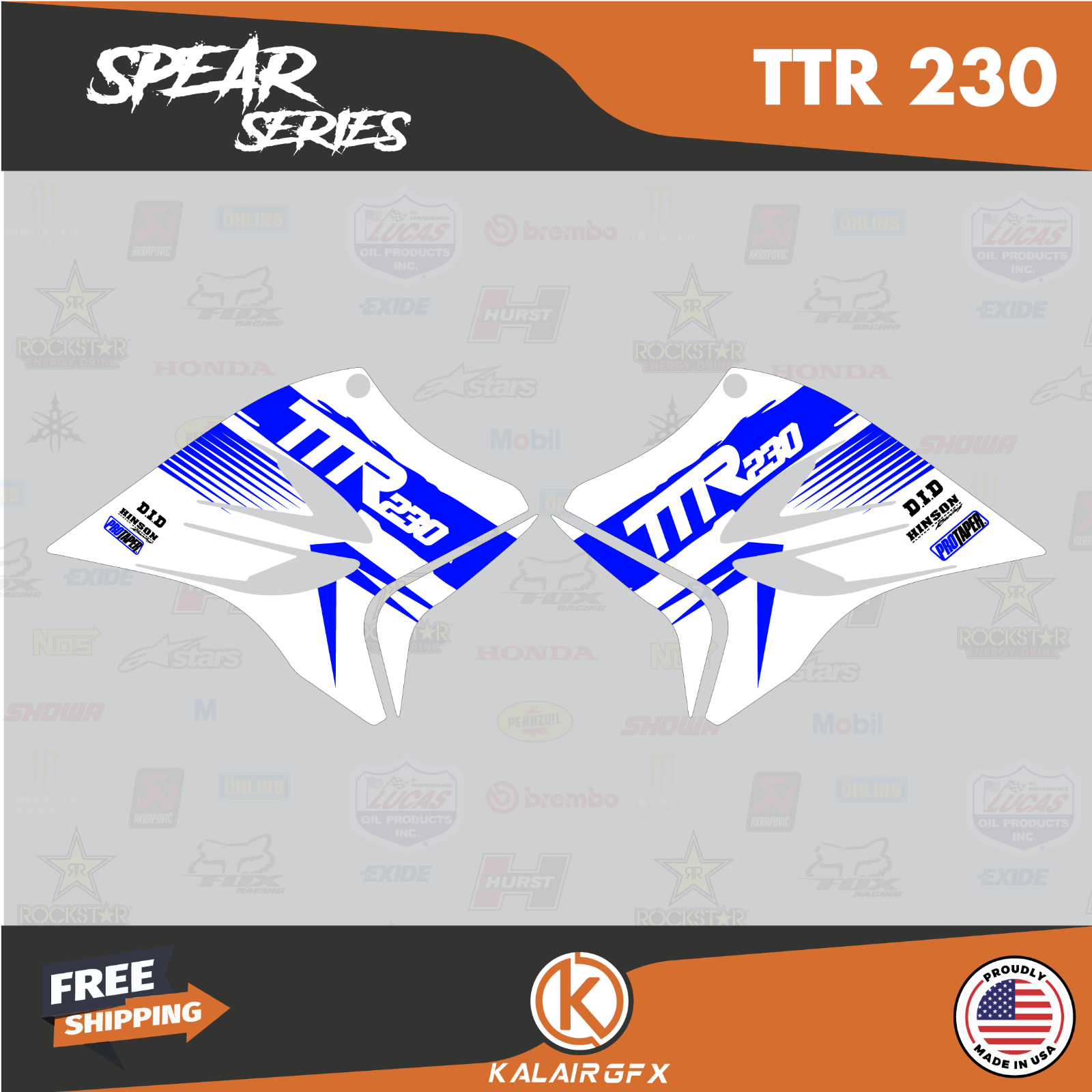 Graphics Kit for Yamaha TTR230 (2005-2023) TTR 230 Spear Series - White ...
