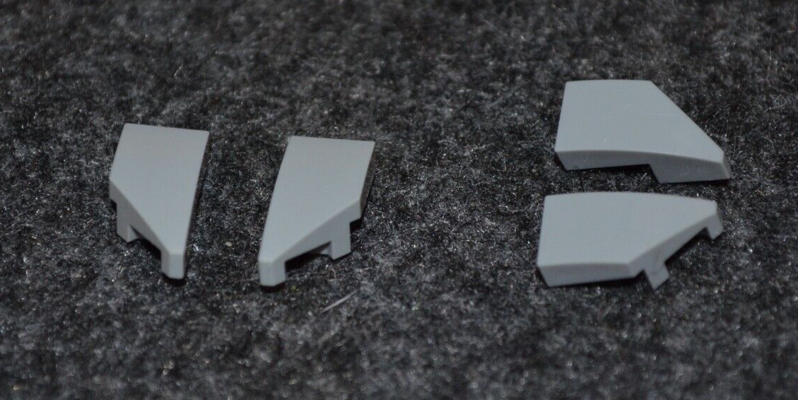 (4 - 2 pair) 1x2 Light Gray Smooth Finishing Bow Tile w/ 45 deg Brick ...