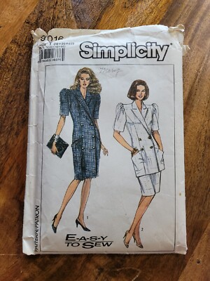 Simplicity 9016 Vintage Suit Dress Sewing Pattern Sewing Pattern Cut | eBay
