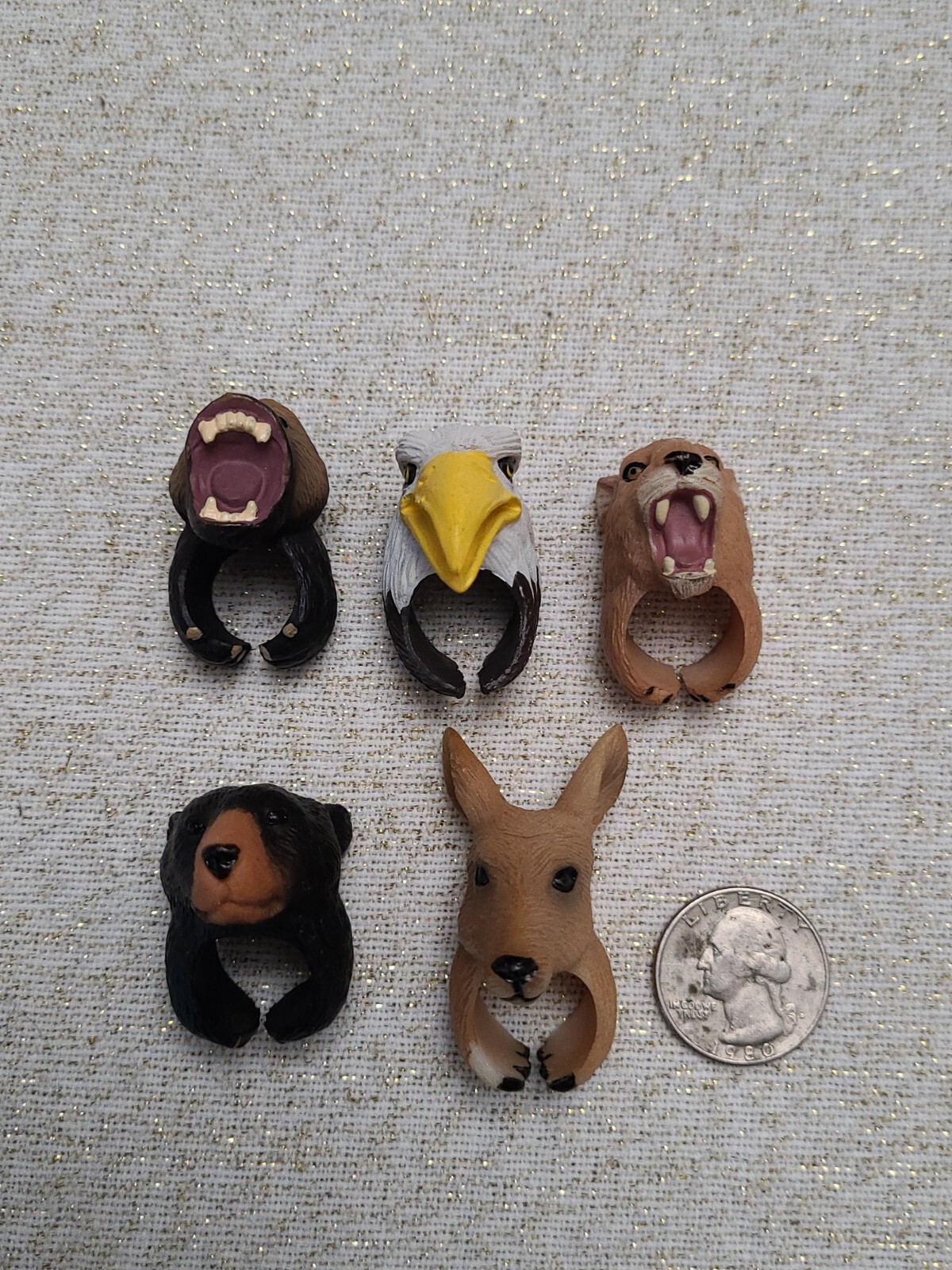 Animal finger puppets, Hand Painted Animal Rings Lot of 5 | eBay