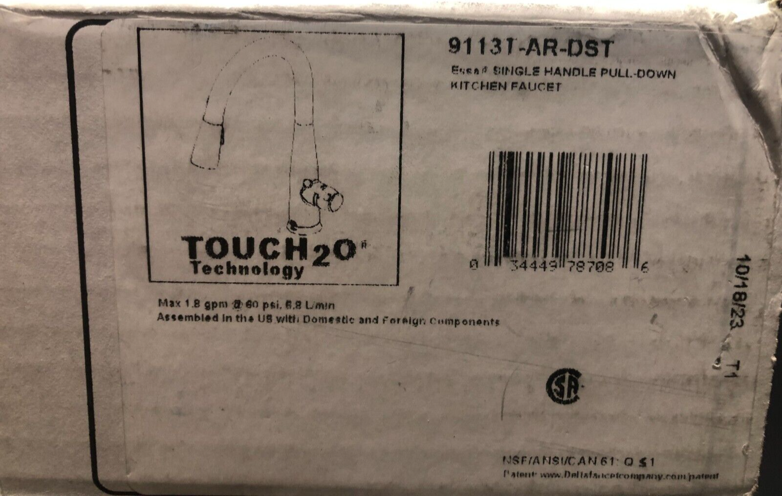 Delta Essa 9113T-AR-DST Touch Kitchen Faucet Arctic Stainless w Pull ...