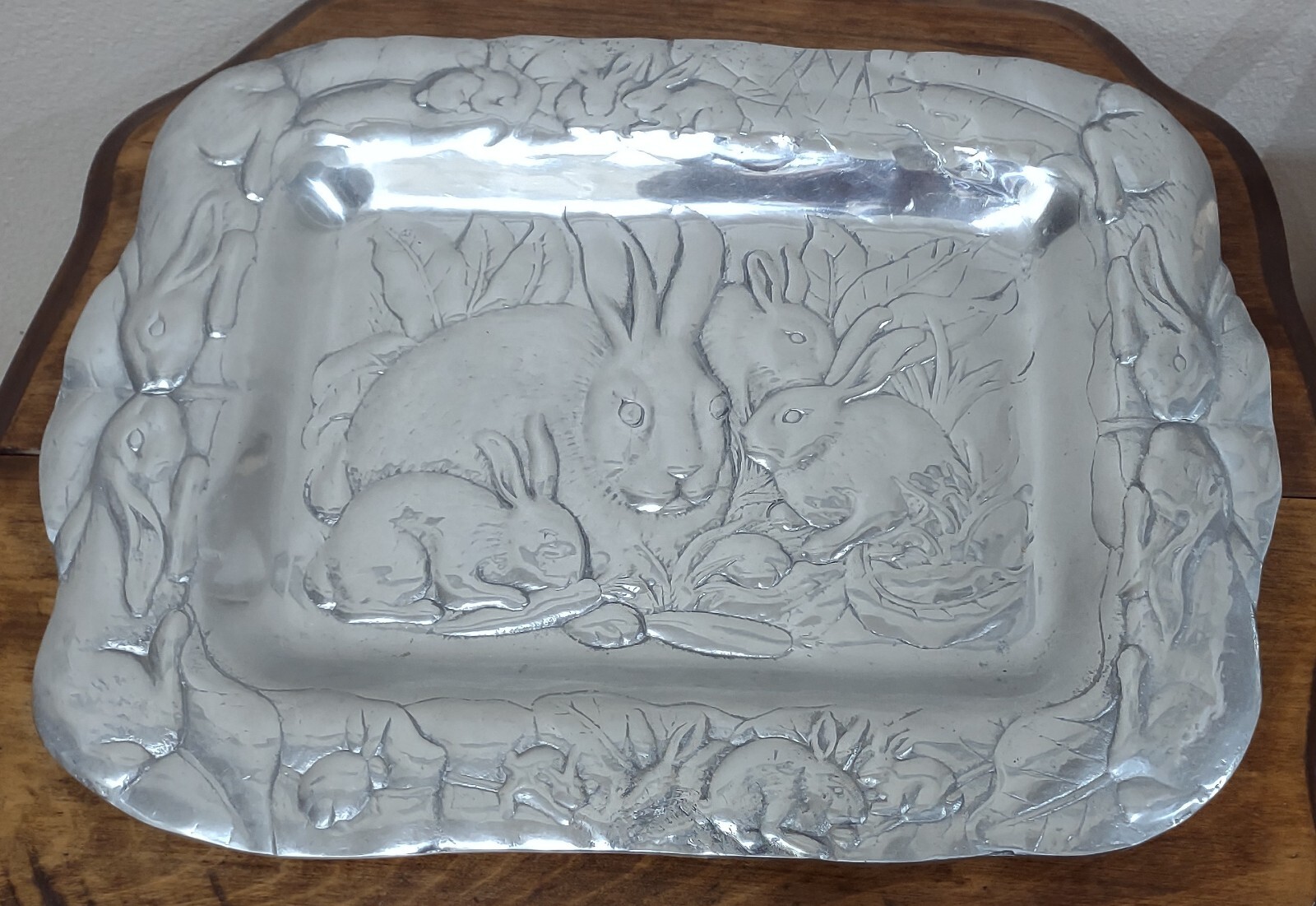 Vintage Arthur Court Bunny Rabbits LARGE Serving Platter Tray Easter ...