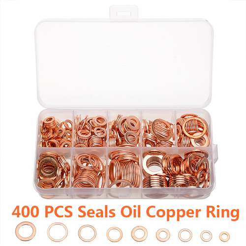 400PCS Assorted Solid Copper Car Engine Washers Crush Seal Flat Ring ...