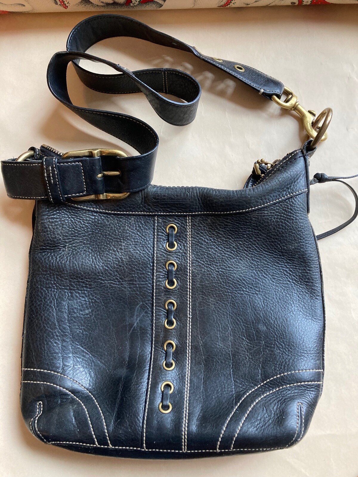 Coach Chelsea Black Pebble Leather Lace Shoulder Hobo… - Gem