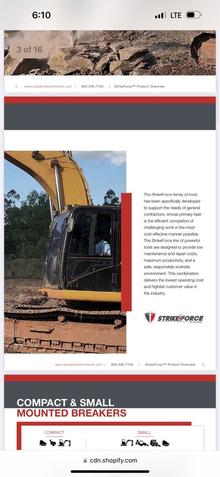 Paladin SFB2K Hydraulic Hammer Strike Force 23702k Cat 320 Volvo 210 ...