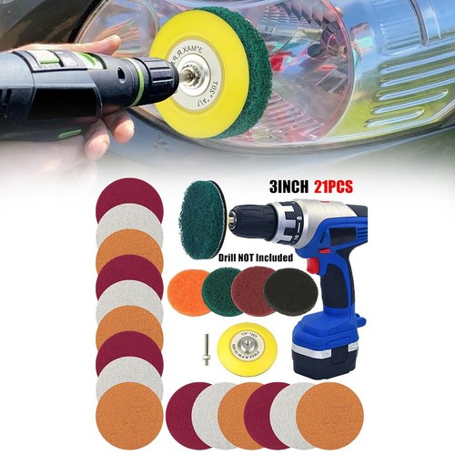 Premium Car Headlight Polishing Scouring Pad Kit 21 Pcs for Clear ...