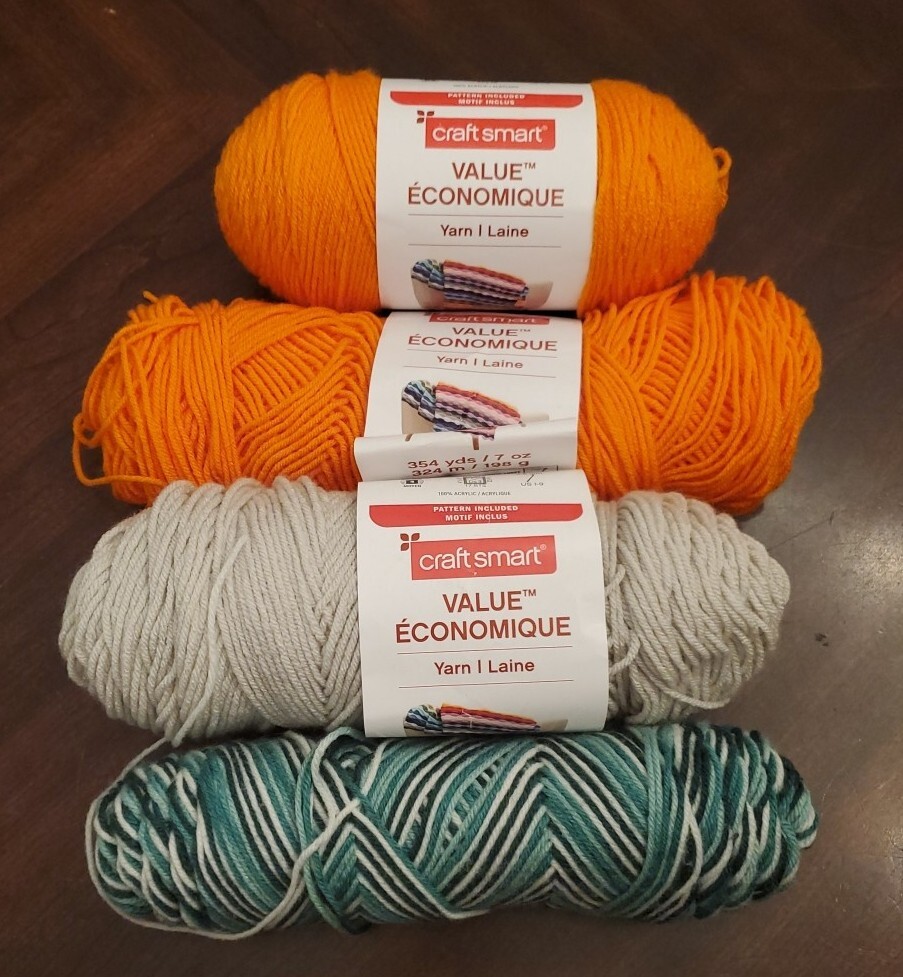 4 Craftsmart Value Yarn Different COLORS Mushroom, Orange, Multi Color ...