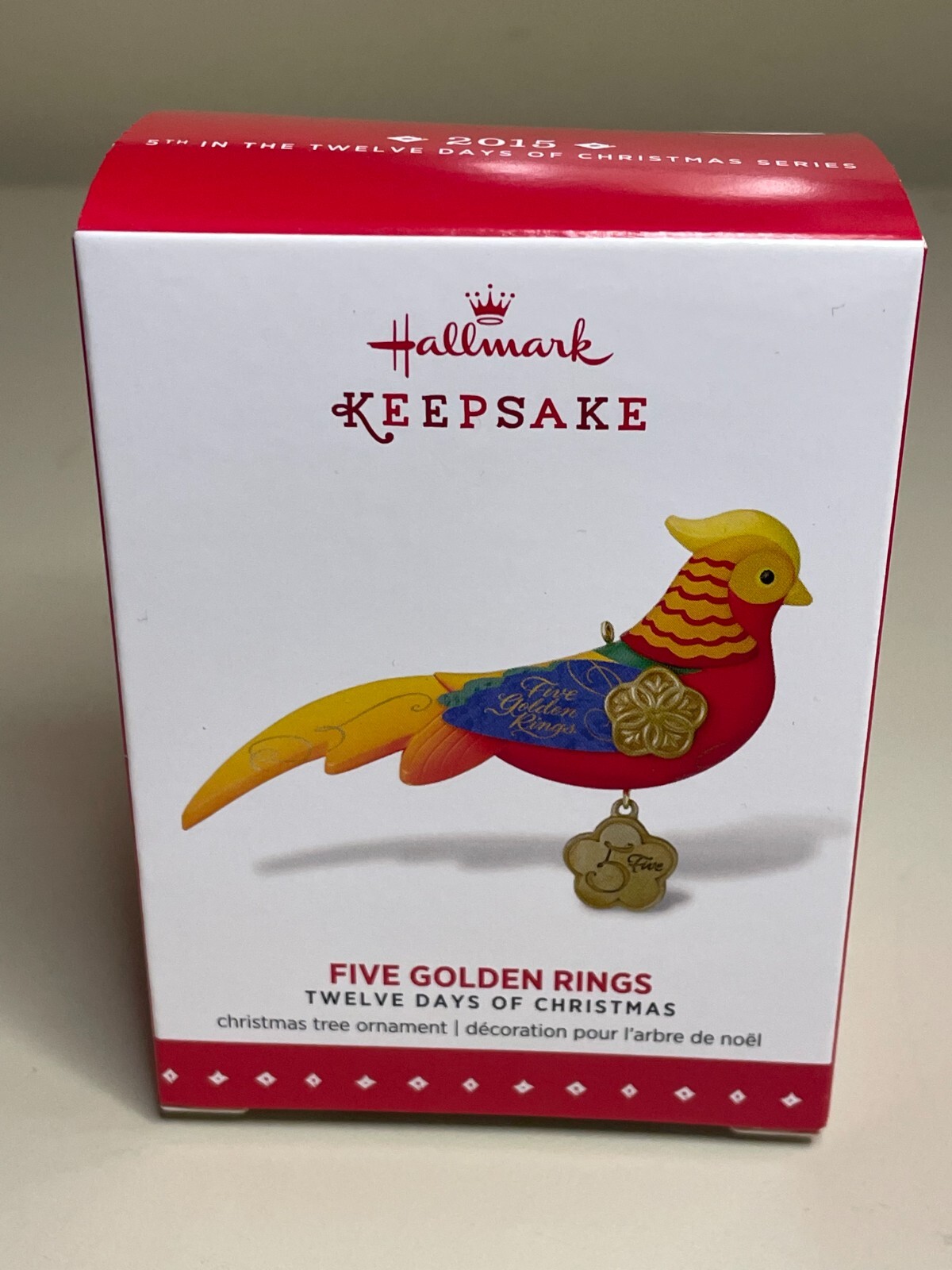2015 Hallmark FIVE GOLDEN RINGS Ornament #5 Series 12 DAYS OF CHRISTMAS ...