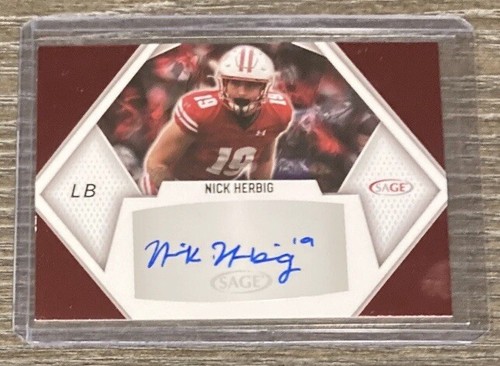 2023 Sage Nick Herbig Red Auto Wisconsin Autograph #A-NH2 Pittsburgh ...