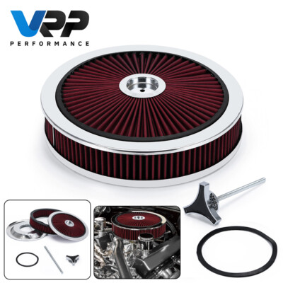 14" X 3" Round Red High Flow Thru Washable Air Cleaner Drop Base 350 ...