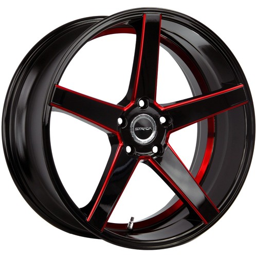 Strada S35 Perfetto 20x8.5 5x112 +35mm Black/Red Wheel Rim 20" Inch ...