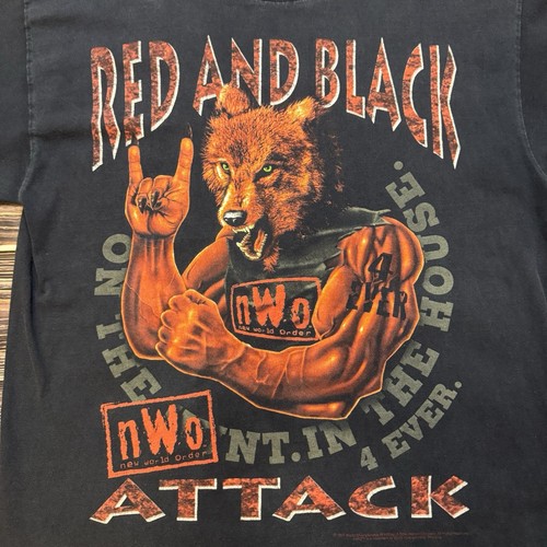 VTG 90s 1998 WWF NWO Red And Black Wolfpack Attack Tshirt Size L | eBay