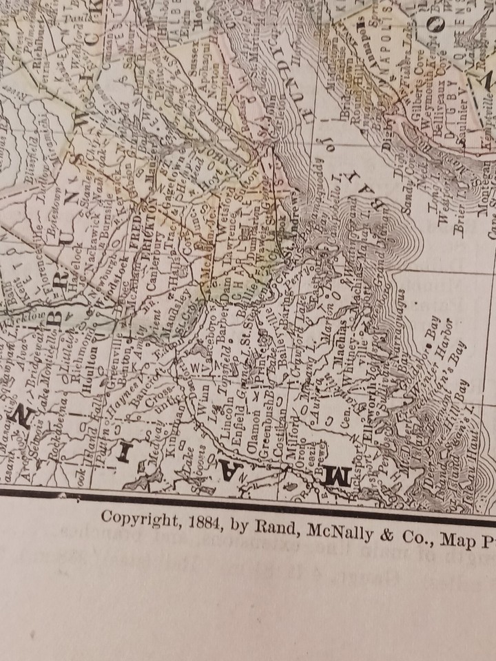 ☆1884 dated Poors Railroad map NEW BRUNSWICK Nova Scotia Canada train ...
