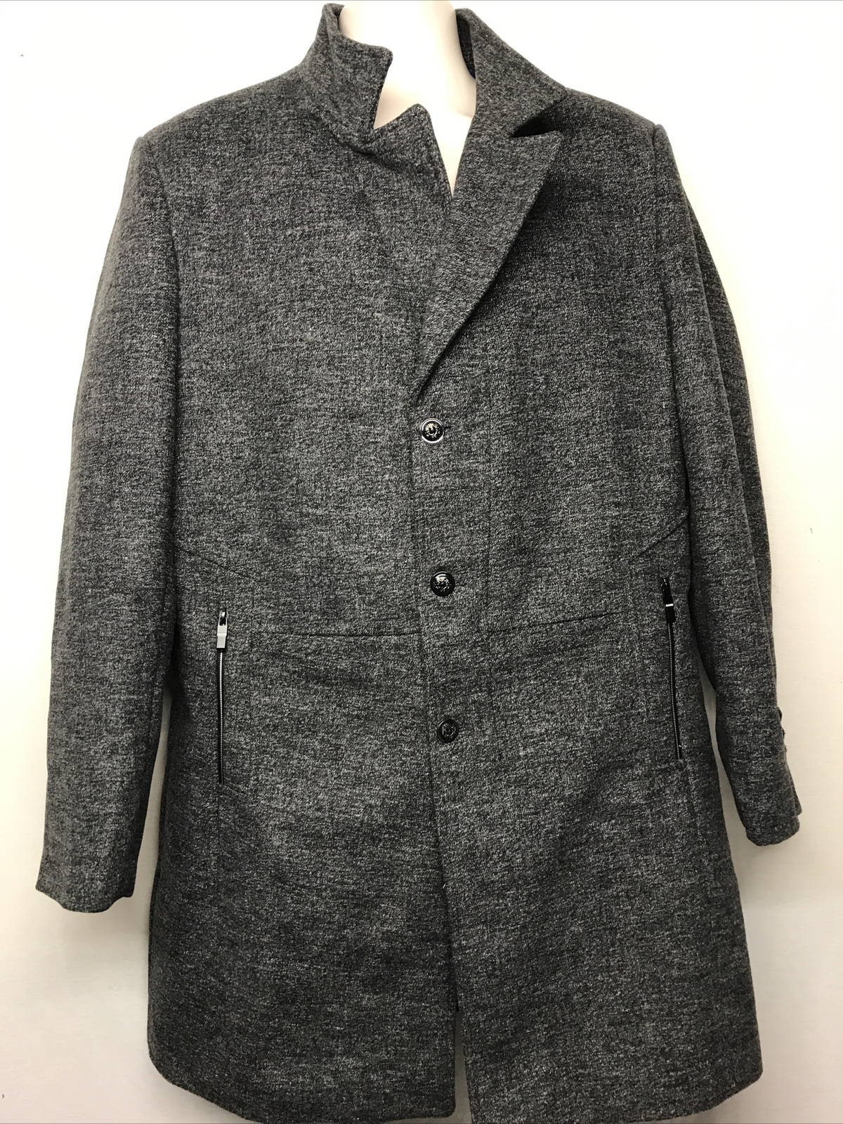 JINGPIN FUSHI Classic Fashion Men's Wool Blend Gray Jacket Coat Size ...